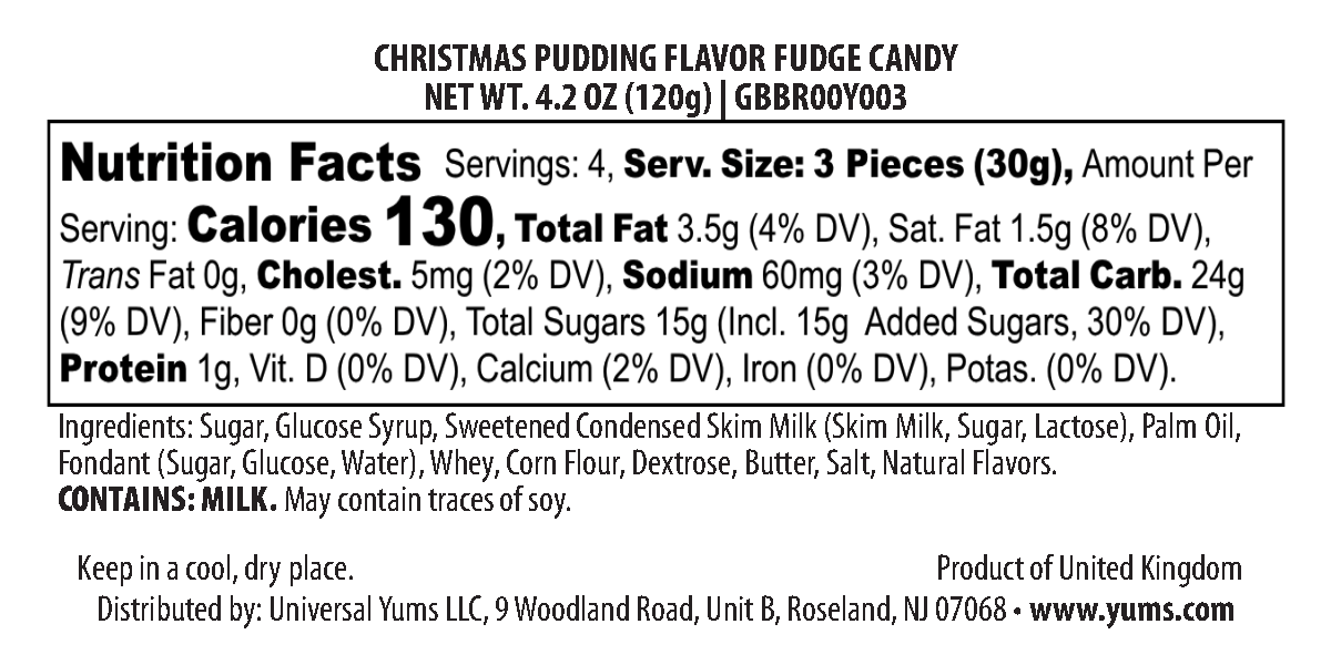 Bristows Christmas Pudding Fudge | Universal Yums